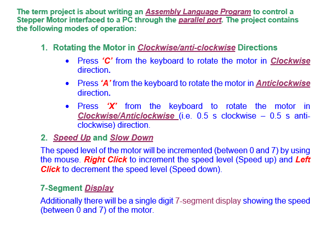 Solved The term project is about writing an Assembly | Chegg.com