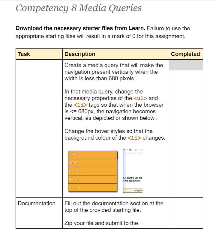 Solved WEBD-1008 Competency 8 Media Queries Download the | Chegg.com