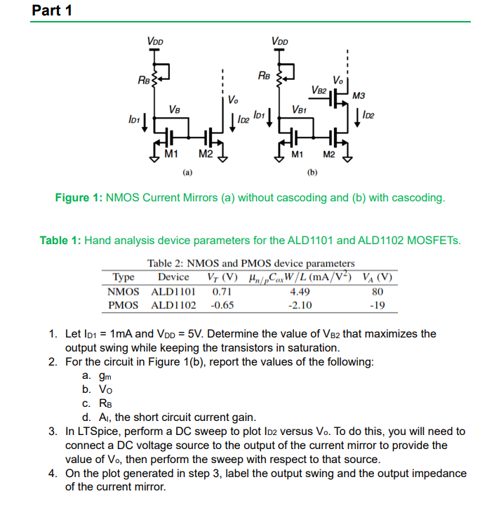 Solved Figure 1: NMOS Current Mirrors (a) without cascoding | Chegg.com