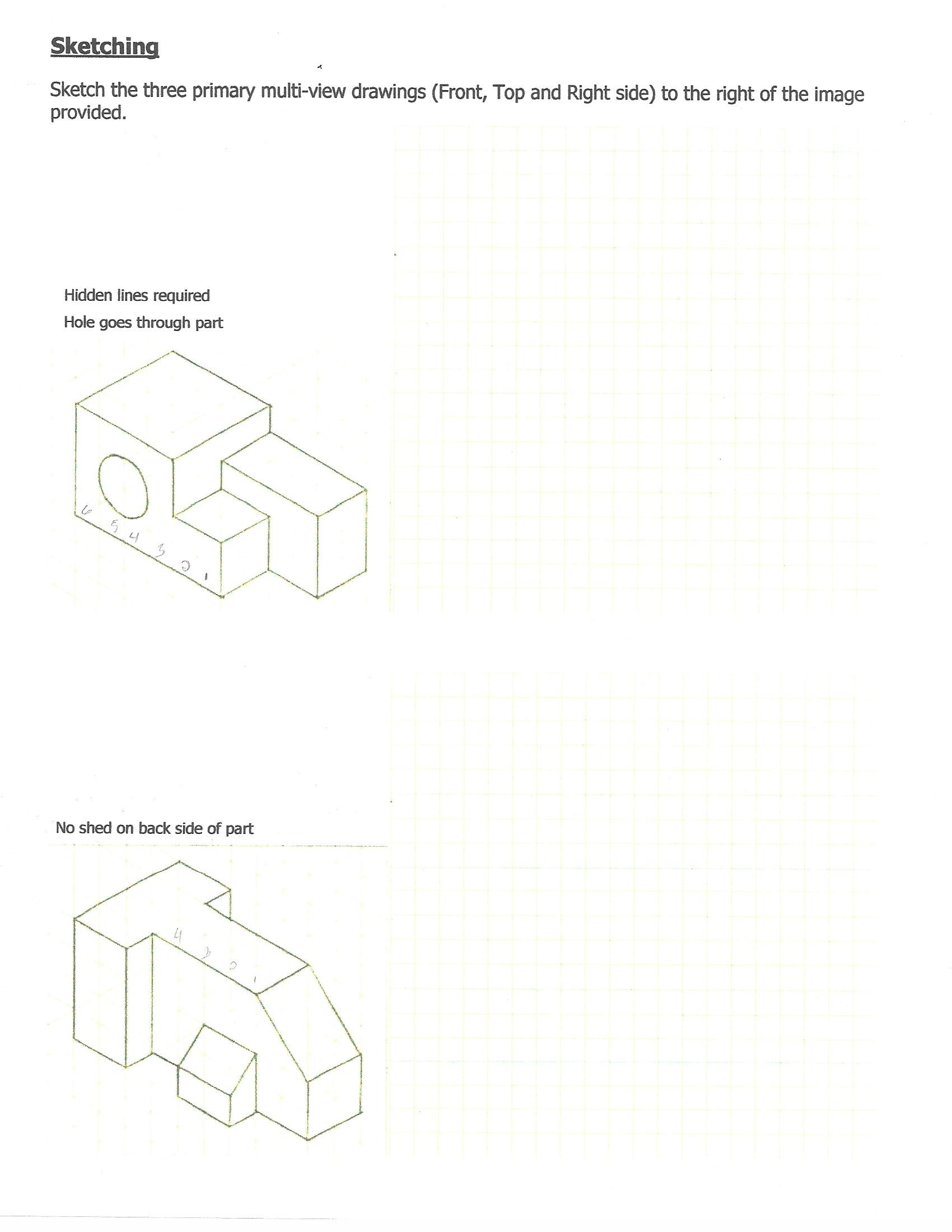 Solved Draw the the three primary multi-view drawings | Chegg.com
