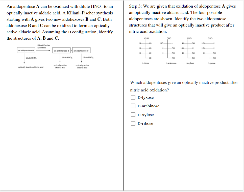 Solved An aldopentose A can be oxidized with dilute HNO3 to | Chegg.com