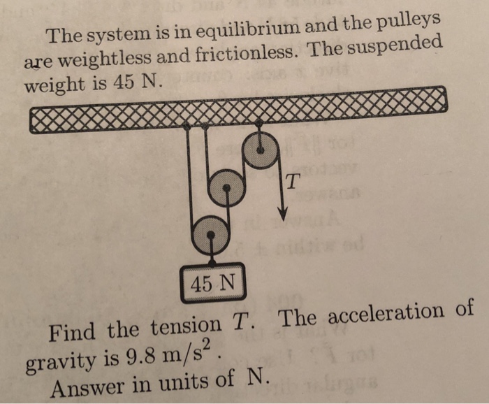 Solved The system is in equilibrium and the pulleys are | Chegg.com