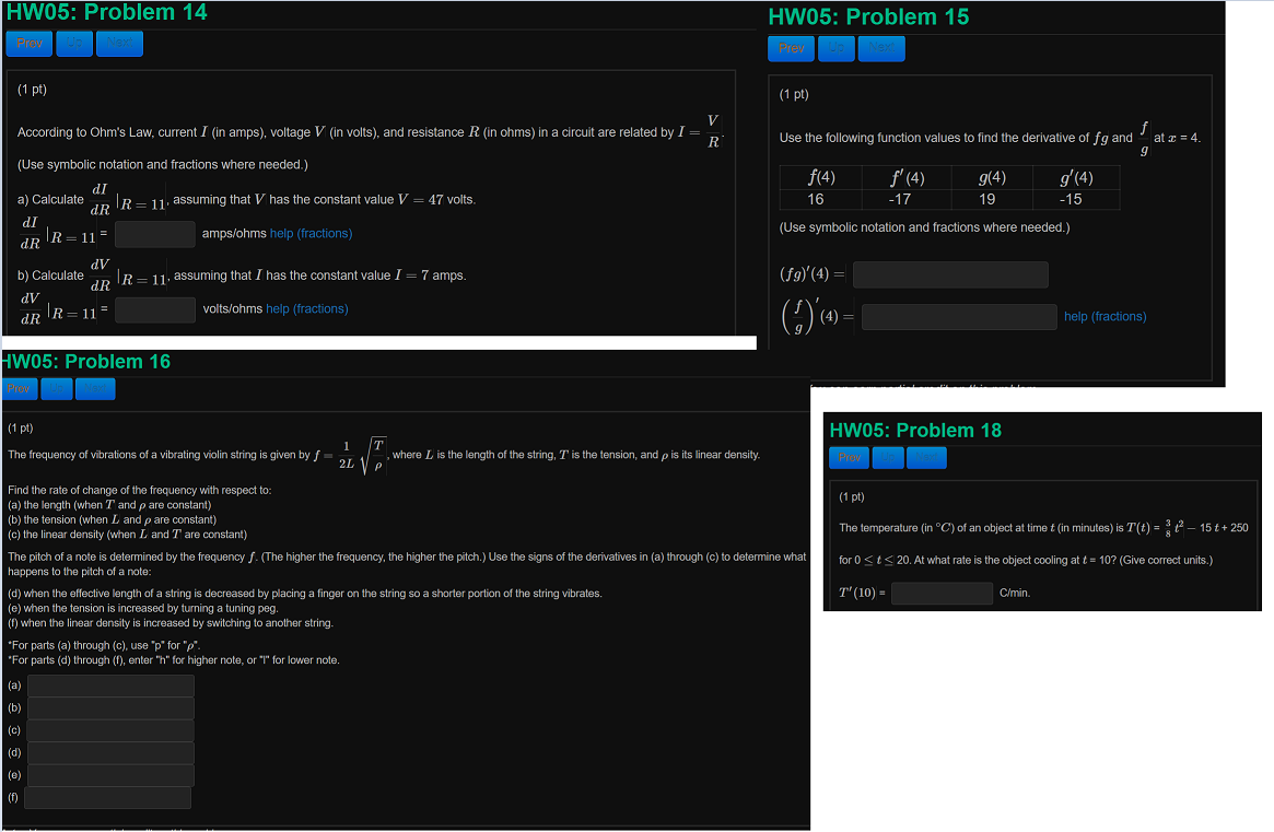 Solved HW05: Problem 14 Prev HW05: Problem 15 Prev (1 pt) (1 | Chegg.com