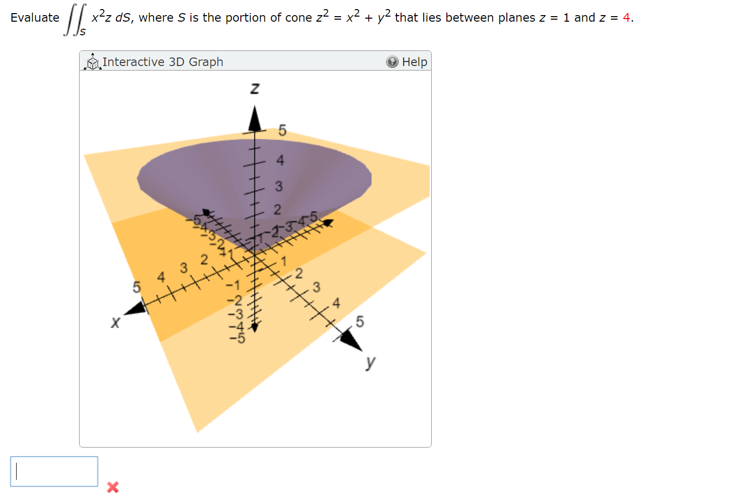 Solved Evaluate ∬Sx2zdS, where S is the portion of cone | Chegg.com