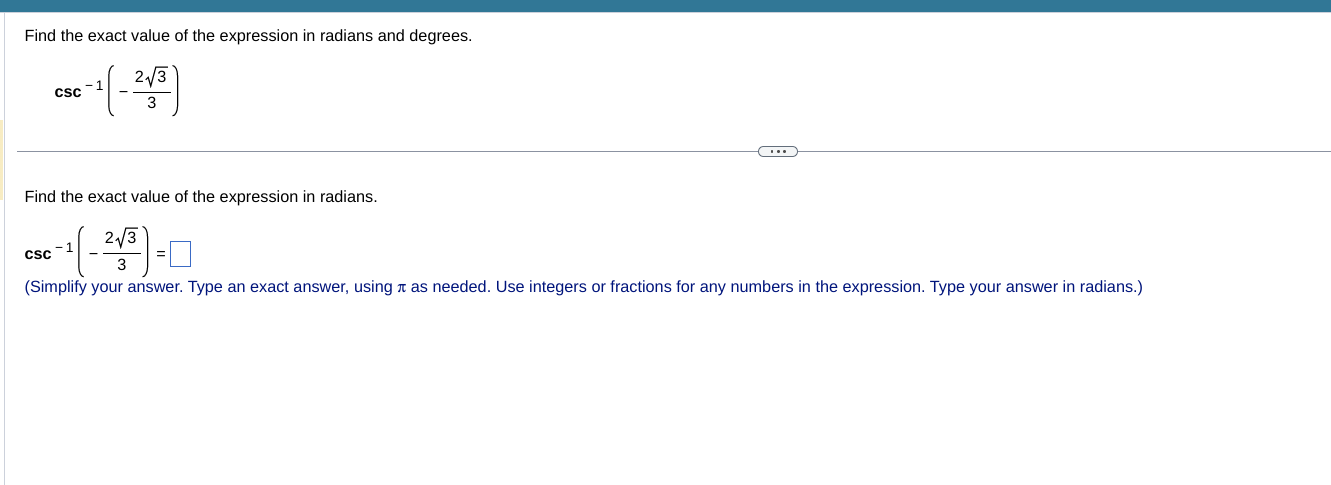 Solved Find the exact value of the expression in radians and | Chegg.com