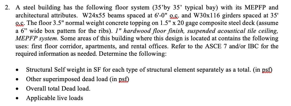Solved 2. A steel building has the following floor system | Chegg.com