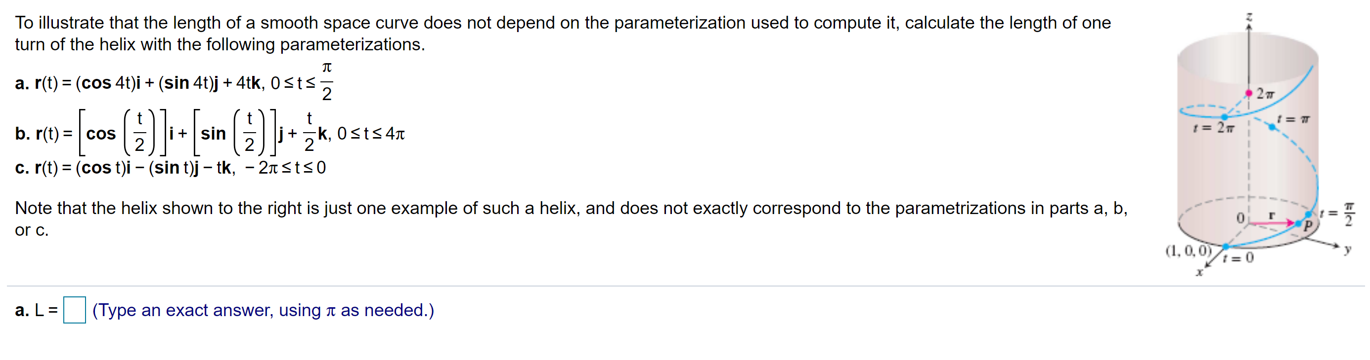 Solved To illustrate that the length of a smooth space curve | Chegg.com