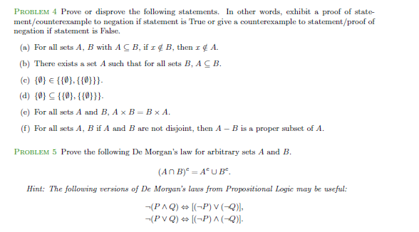 PROBLEM 4 Prove or disprove the following statements. | Chegg.com