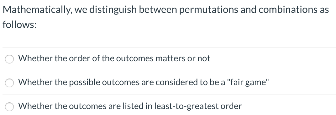 Solved Mathematically, we distinguish between permutations | Chegg.com