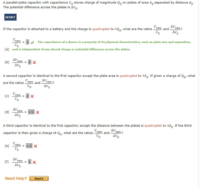 Solved A parallel-plate capacitor with capacitance C0 stores | Chegg.com