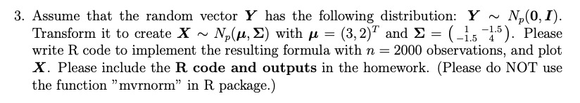 Solved 3. Assume that the random vector Y has the following | Chegg.com