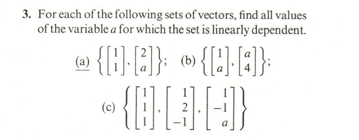 Solved 3. For each of the following sets of vectors, find | Chegg.com