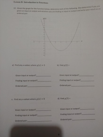 Solved Lesson B: Introduction to Functions 12. Given the | Chegg.com