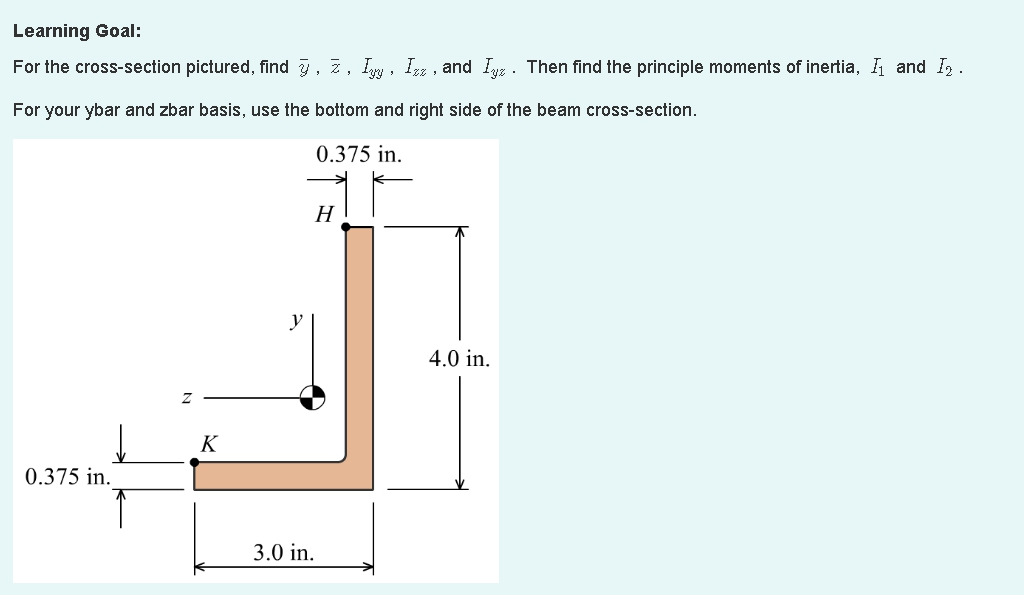 Solved For the cross-section pictured, find y¯ , z¯ , | Chegg.com