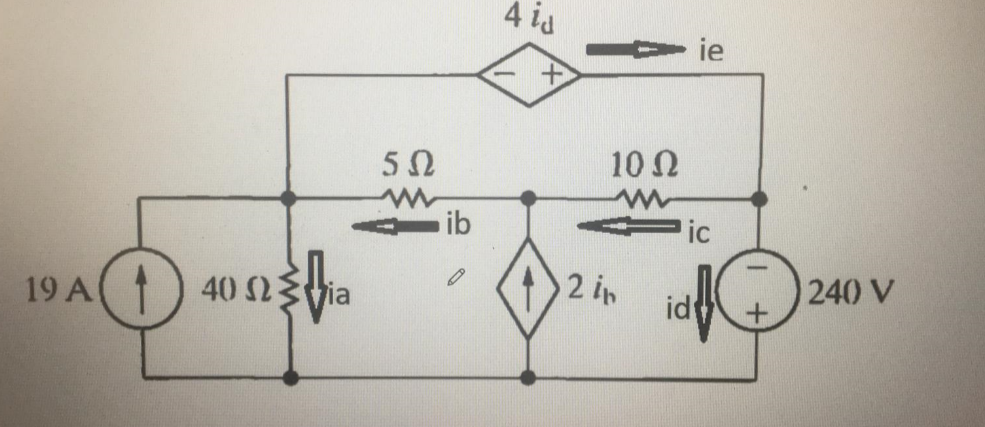 Solved A) Find the ia, ib, ic, id and ie values by using | Chegg.com