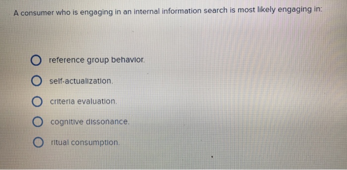 Solved A consumer who is engaging in an internal information | Chegg.com