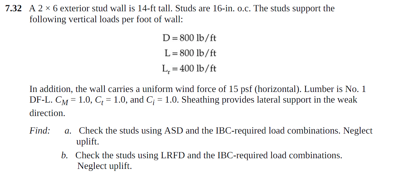Solved *Use the wind load that is given at ASD levels | Chegg.com