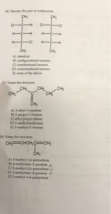 Solved 24) Identify the pair of compounds. CH1 CH A) | Chegg.com
