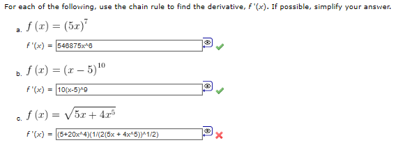 Solved For each of the following, use the chain rule to find | Chegg.com