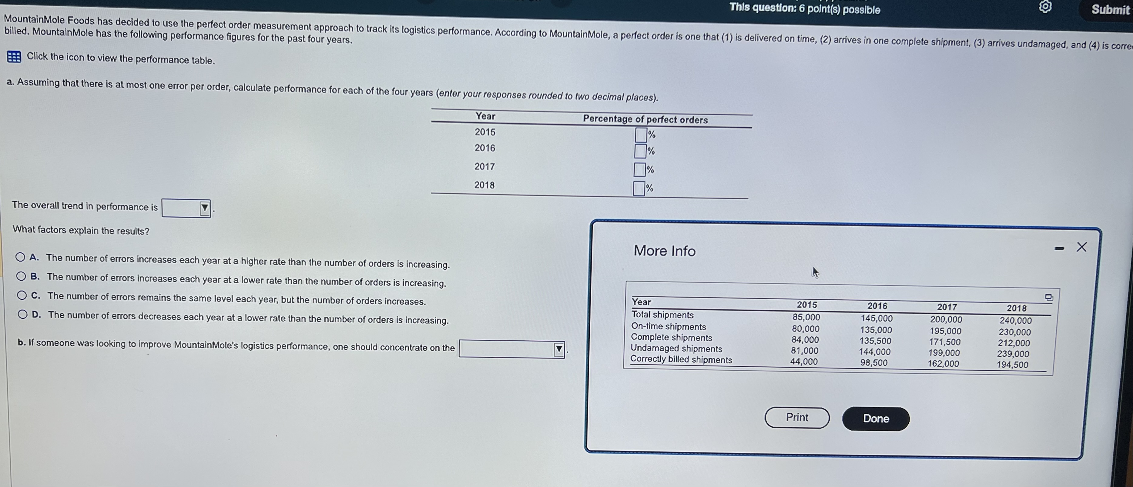 Solved billed. MountainMole has the following performance | Chegg.com