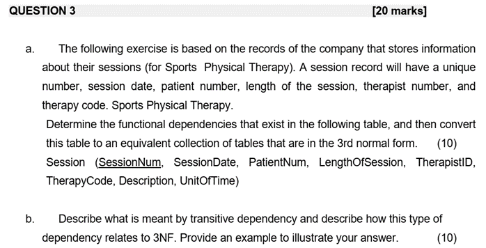 Solved QUESTION 3[20 ﻿marks]a. ﻿The following exercise is | Chegg.com
