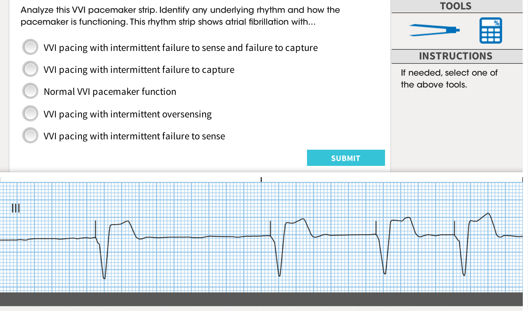 Solved Analyze this VVI pacemaker strip. Identify any | Chegg.com