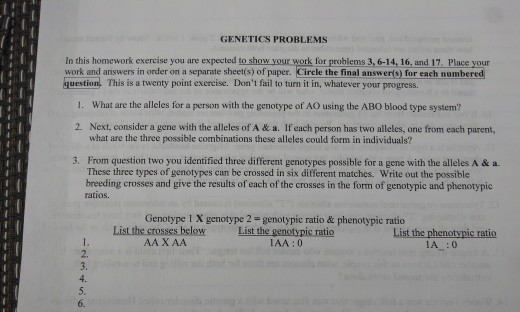 Solved GENETICS PROBLEMS In this homework exercise you are | Chegg.com
