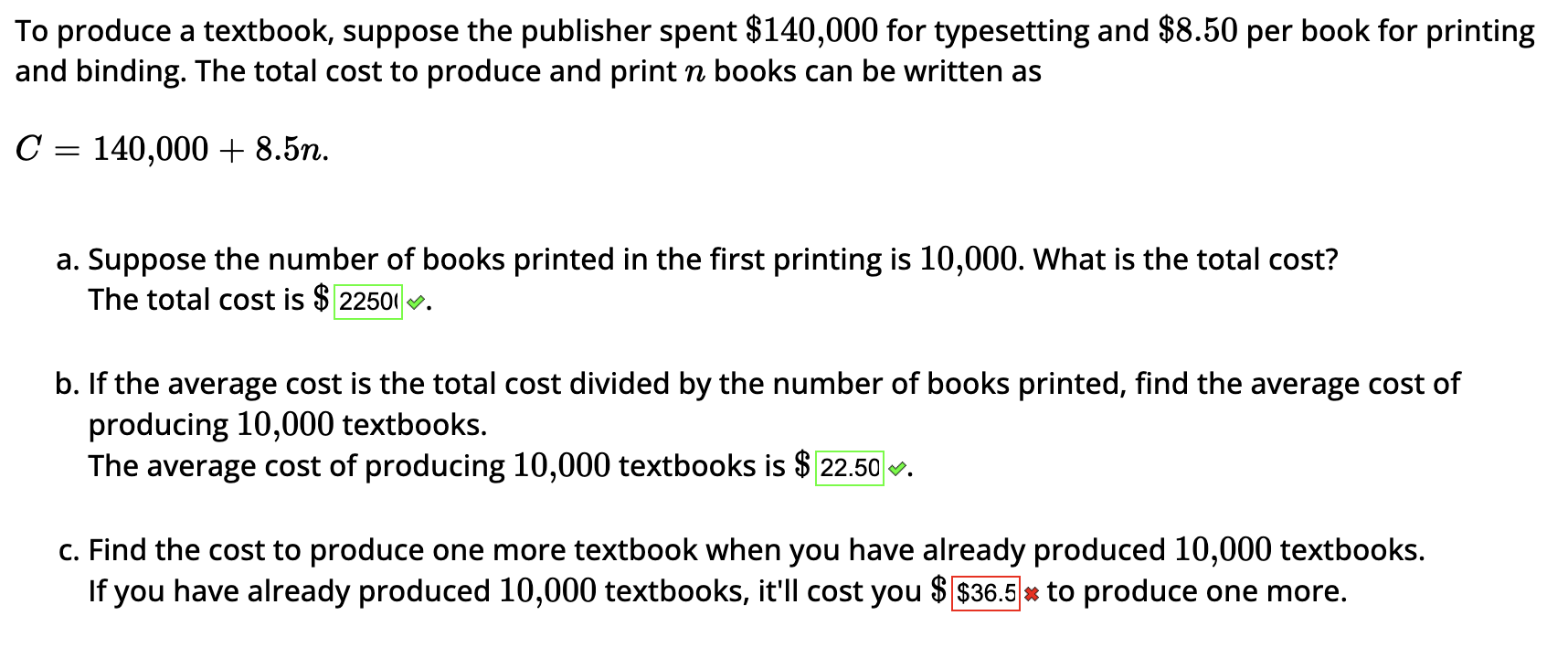 Solved To produce a textbook, suppose the publisher spent | Chegg.com