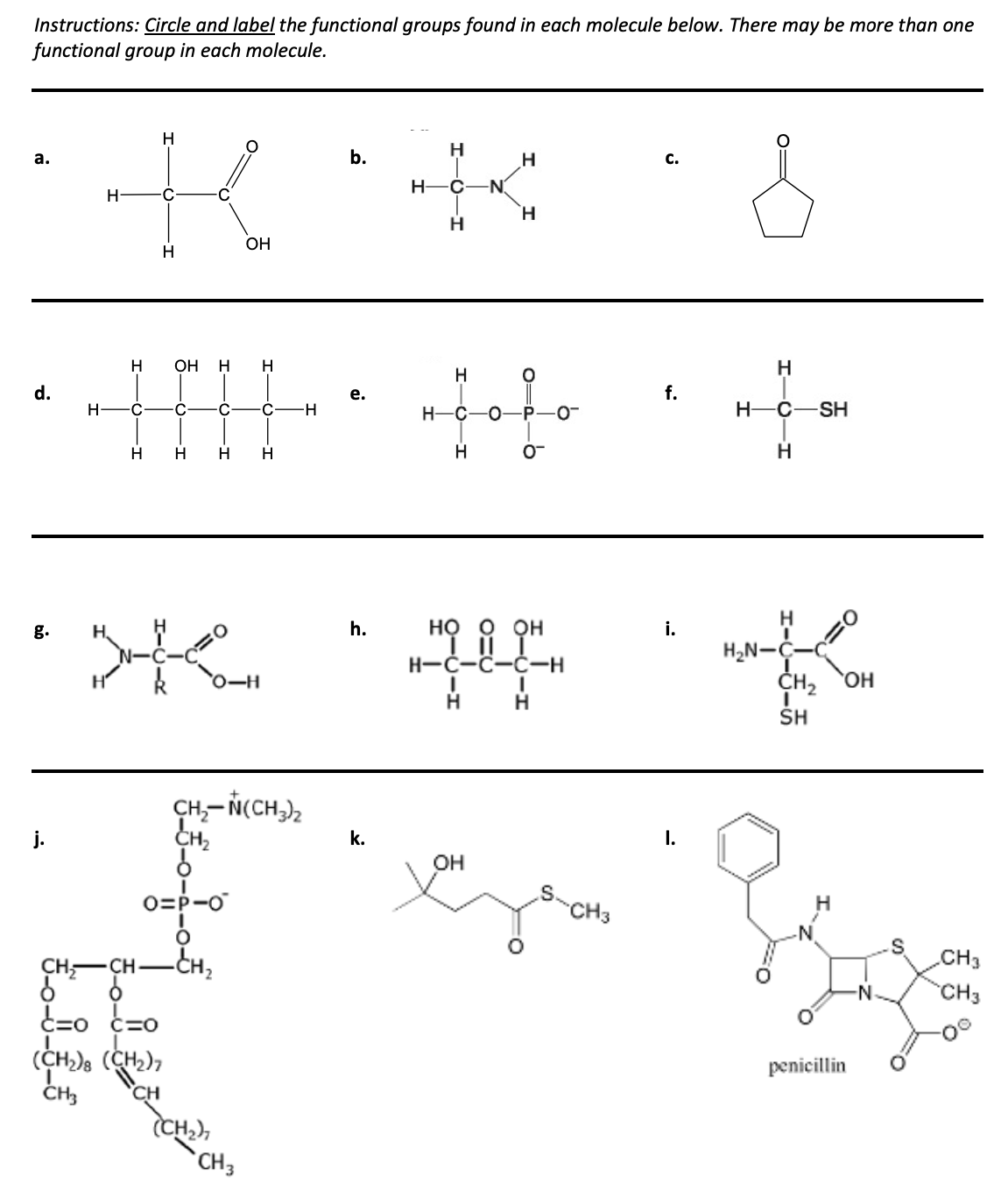 Solved Instructions: Circle and label the functional groups | Chegg.com
