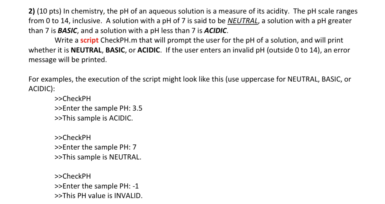 Solved 2) (10 pts) In chemistry, the pH of an aqueous | Chegg.com