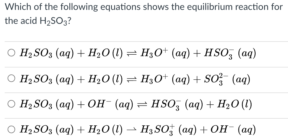 Solved Which of the following equations shows the | Chegg.com
