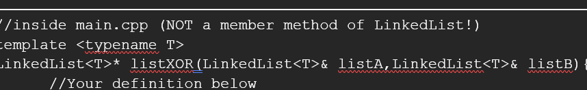 Solved /inside main.cpp (NOT a member method of LinkedList!) | Chegg.com