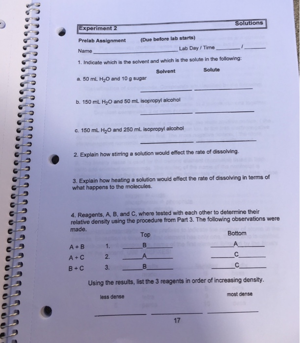 Solved xperiment 2 Prelab Assignment (Due before lab starts) | Chegg.com