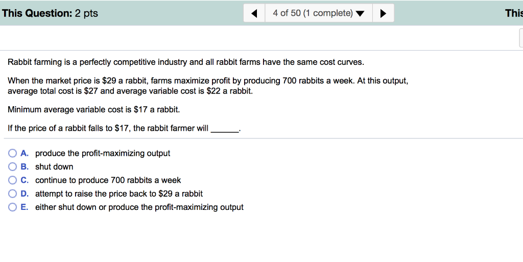 Solved 4 of 50 (1 complete) This Question: 2 pts This Rabbit | Chegg.com