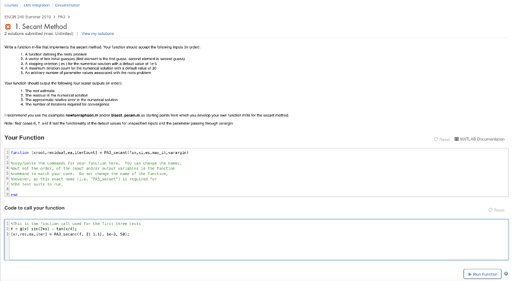 Solved Courses LMS Integration Documentation ENGR 240 Summer | Chegg.com