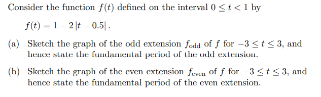 Solved Consider the function f(t) ﻿defined on the interval | Chegg.com