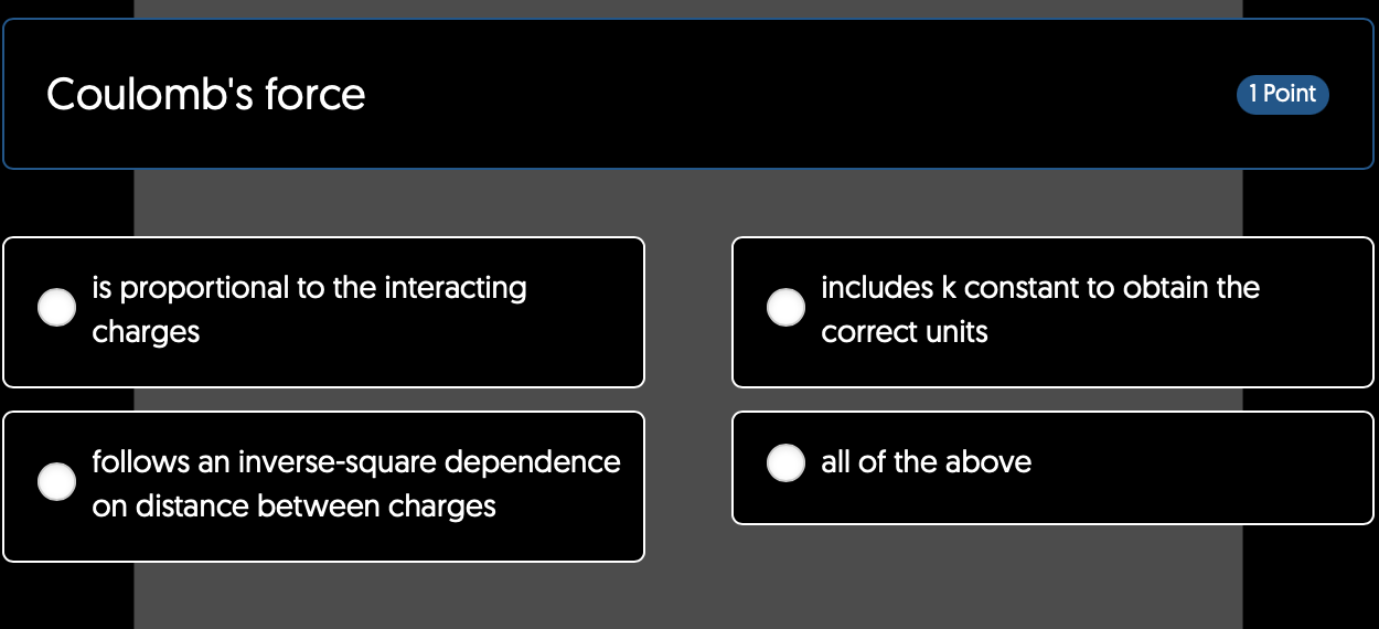 Solved Coulomb's forceis proportional to the | Chegg.com