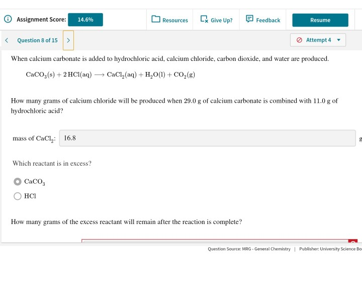 Solved Assignment Score: 14.6% Resources Ex Give Up? | Chegg.com