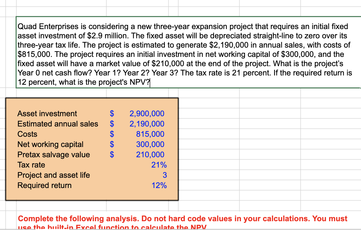 Solved Quad Enterprises is considering a new three-year | Chegg.com