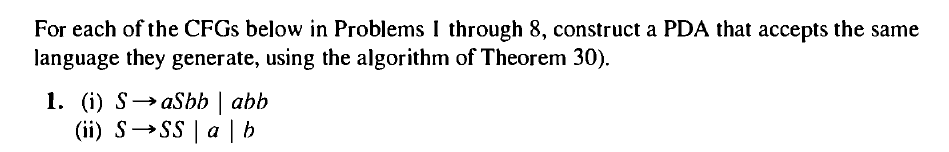 For each of the CFGs below in Problems I through 8 , | Chegg.com