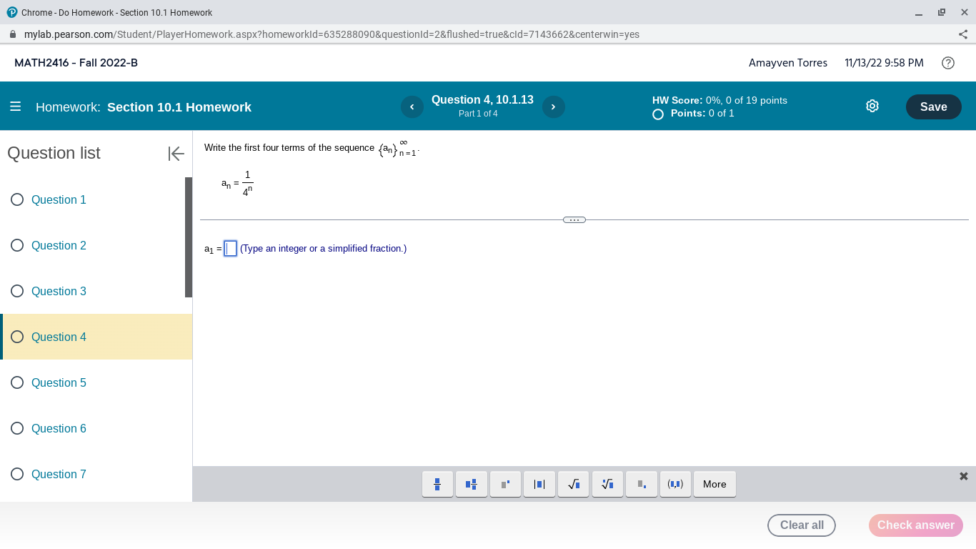 Solved Question 1 Question 2 a1= (Type an integer or a | Chegg.com