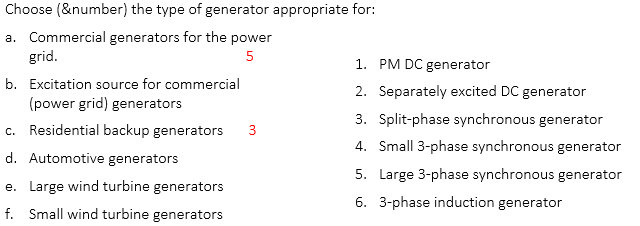 Solved Choose (&number) the type of generator appropriate | Chegg.com