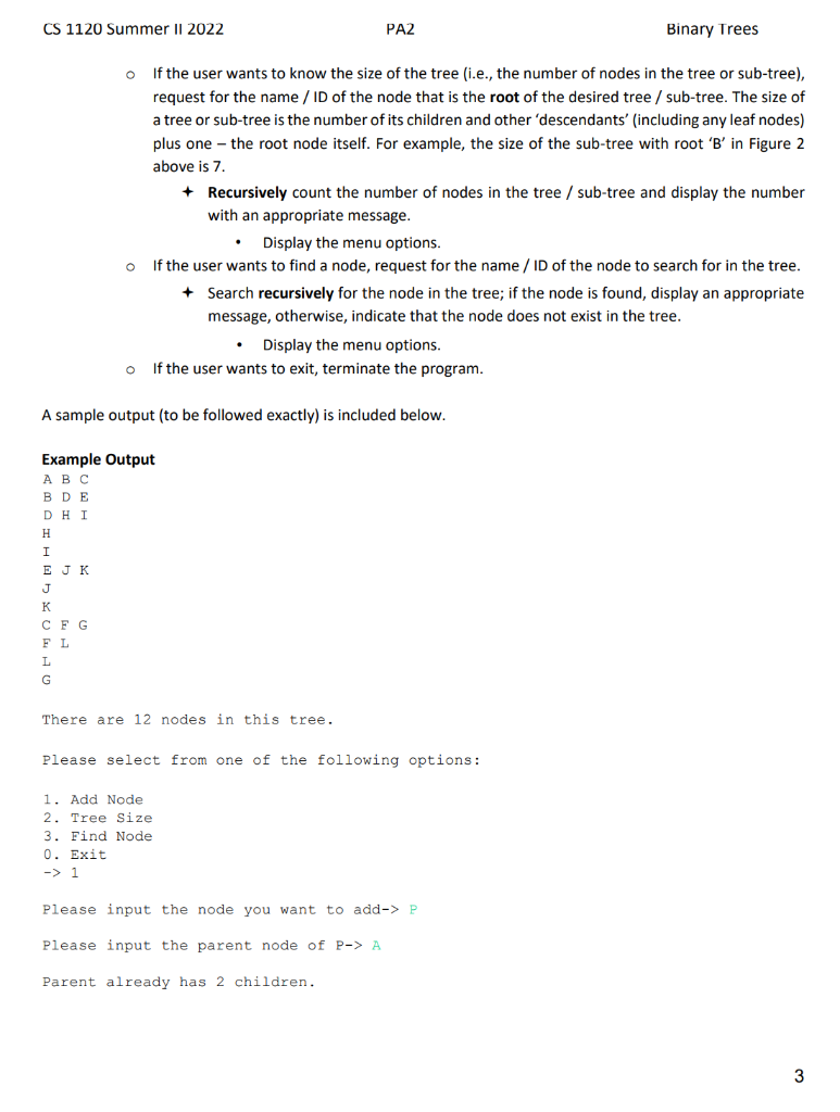 Solved Programming Assignment 2 Binary Trees Objectives - | Chegg.com