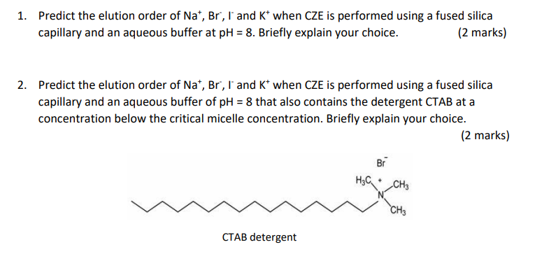 Solved 1. Predict the elution order of Na+,Br−,I−and K+when | Chegg.com