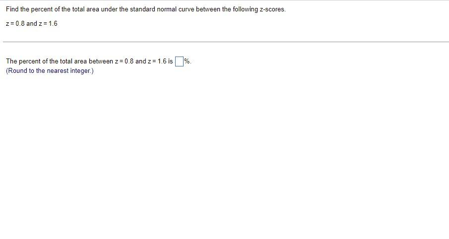 Solved Find the percent of the total area under the standard | Chegg.com