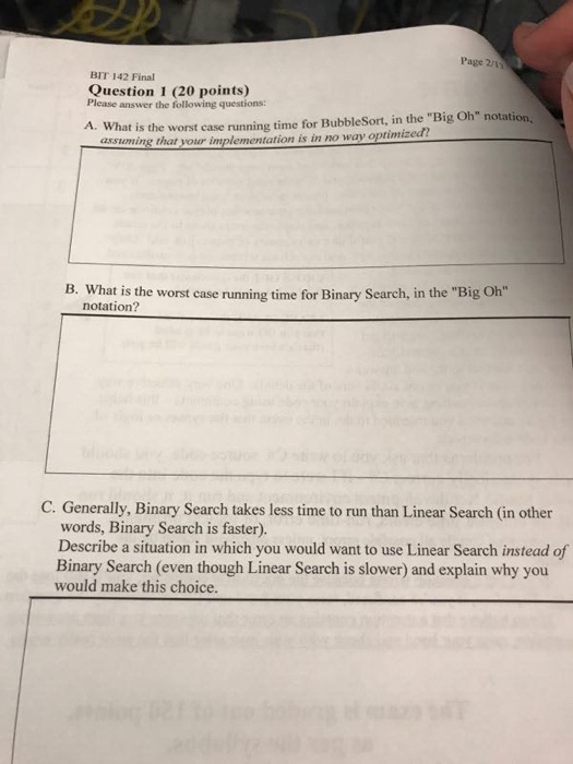 Solved What is the worst case running time for BubbleSort, | Chegg.com