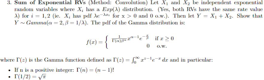 Solved 3. Sum of Exponential RVs (Method: Convolution) Let | Chegg.com