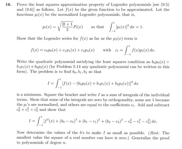 Solved 16. Prove the least squares approximation property of | Chegg.com