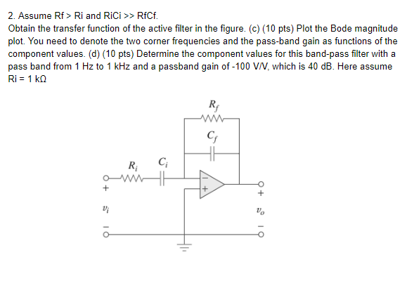 Solved 2. Assume Rf > Ri and RiCi >> RfCf. Obtain the | Chegg.com