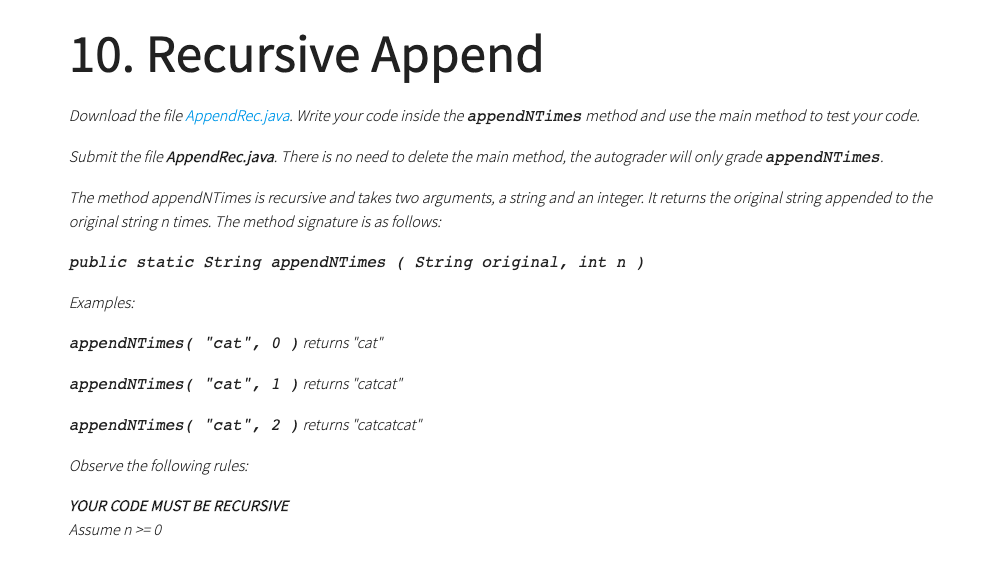 Solved 10. Recursive Append Download the file | Chegg.com